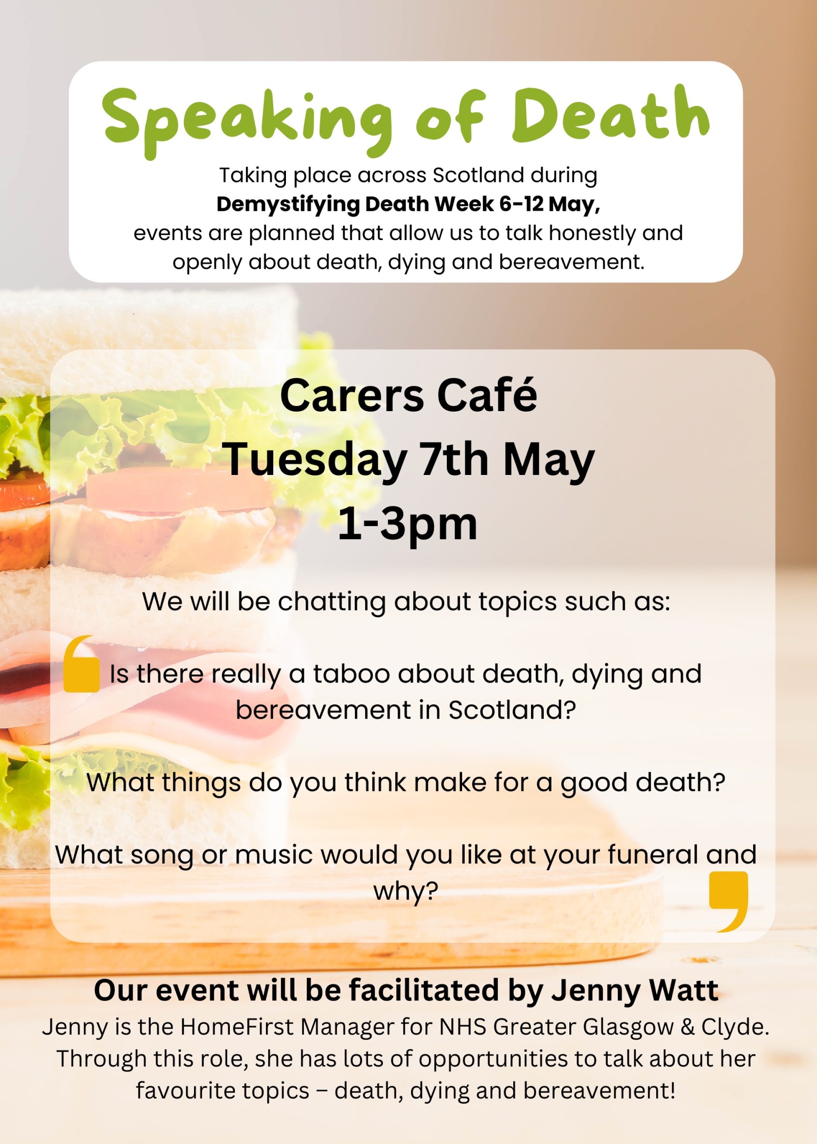 Speaking of Death Carers' Cafe | Good Life, Good Death, Good Grief